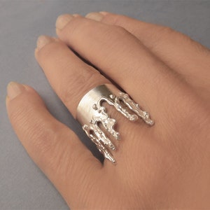 Silver Drip Ring Modern Ring, Sterling Silver Jewelry, Drop Ring, Women ...