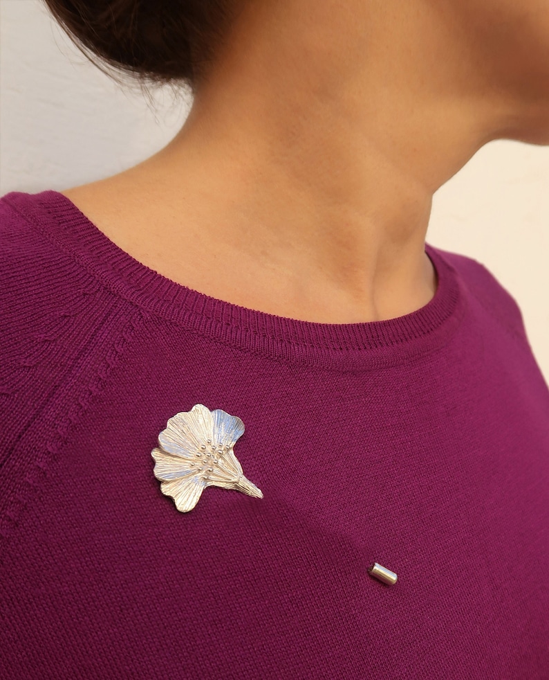 Silver Flower Brooch Flower Pin on Silver Gift for Women - Etsy