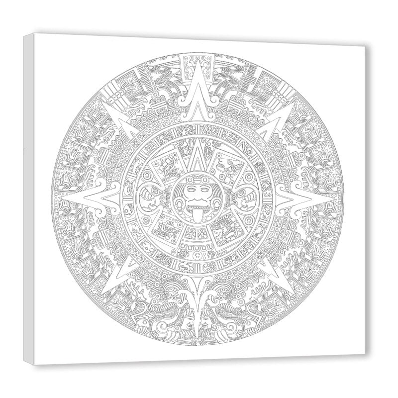 Maya Calendar Art Therapy Coloring Canvas Canvas Coloring - Etsy