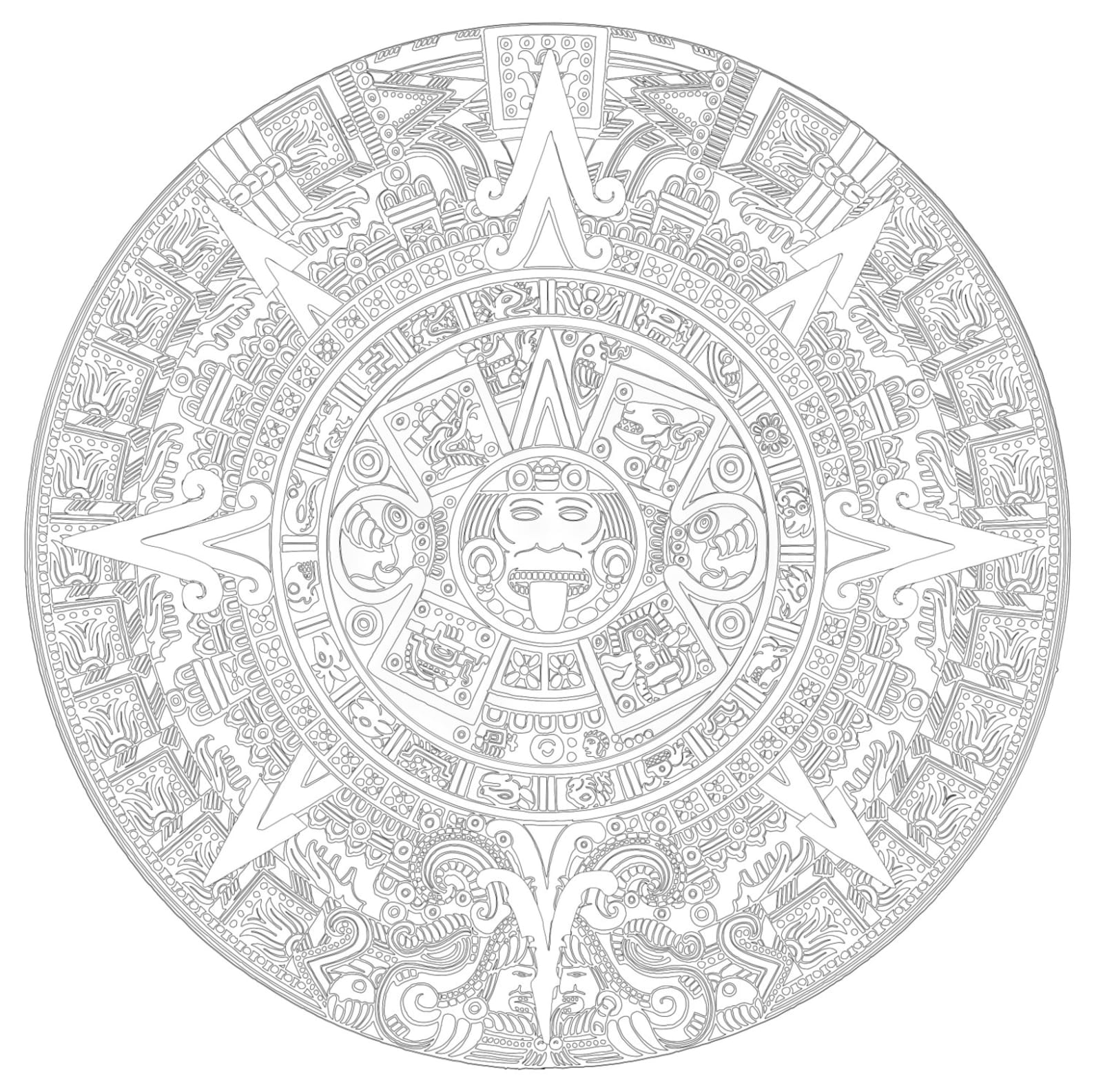 Maya Calendar Art Therapy Coloring Canvas Canvas Coloring - Etsy