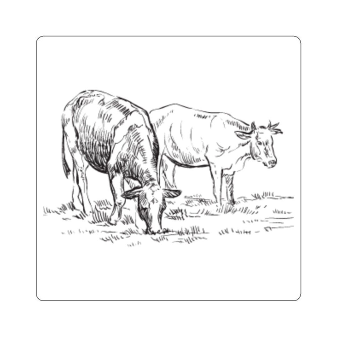 Two Cows Outline Kiss-cut Stickers - Etsy