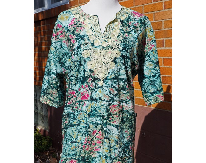 Vintage Batik Tunic Embroidered Kurta Handmade Hand Dyed - Etsy