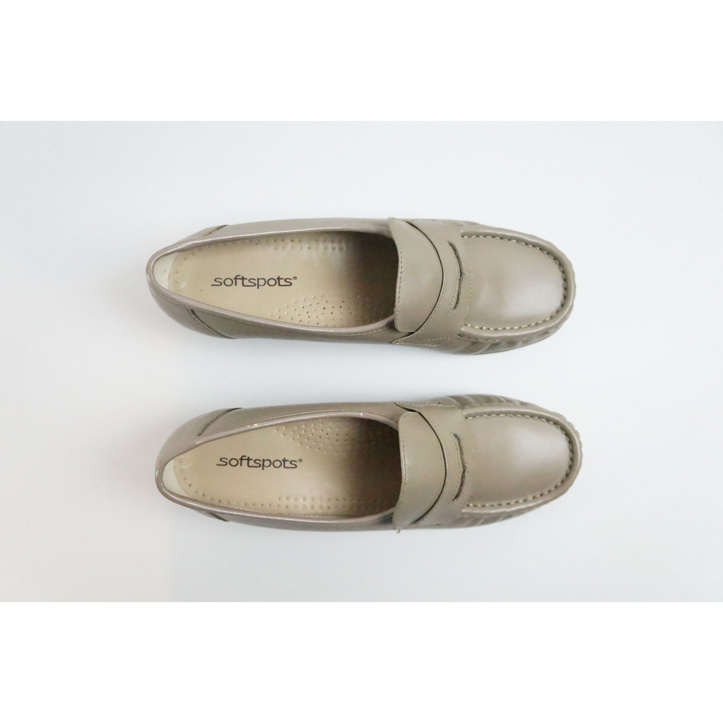 Vintage Softspots Loafers, Wedge Heel, Comfort, Leather, Neutral Gray ...