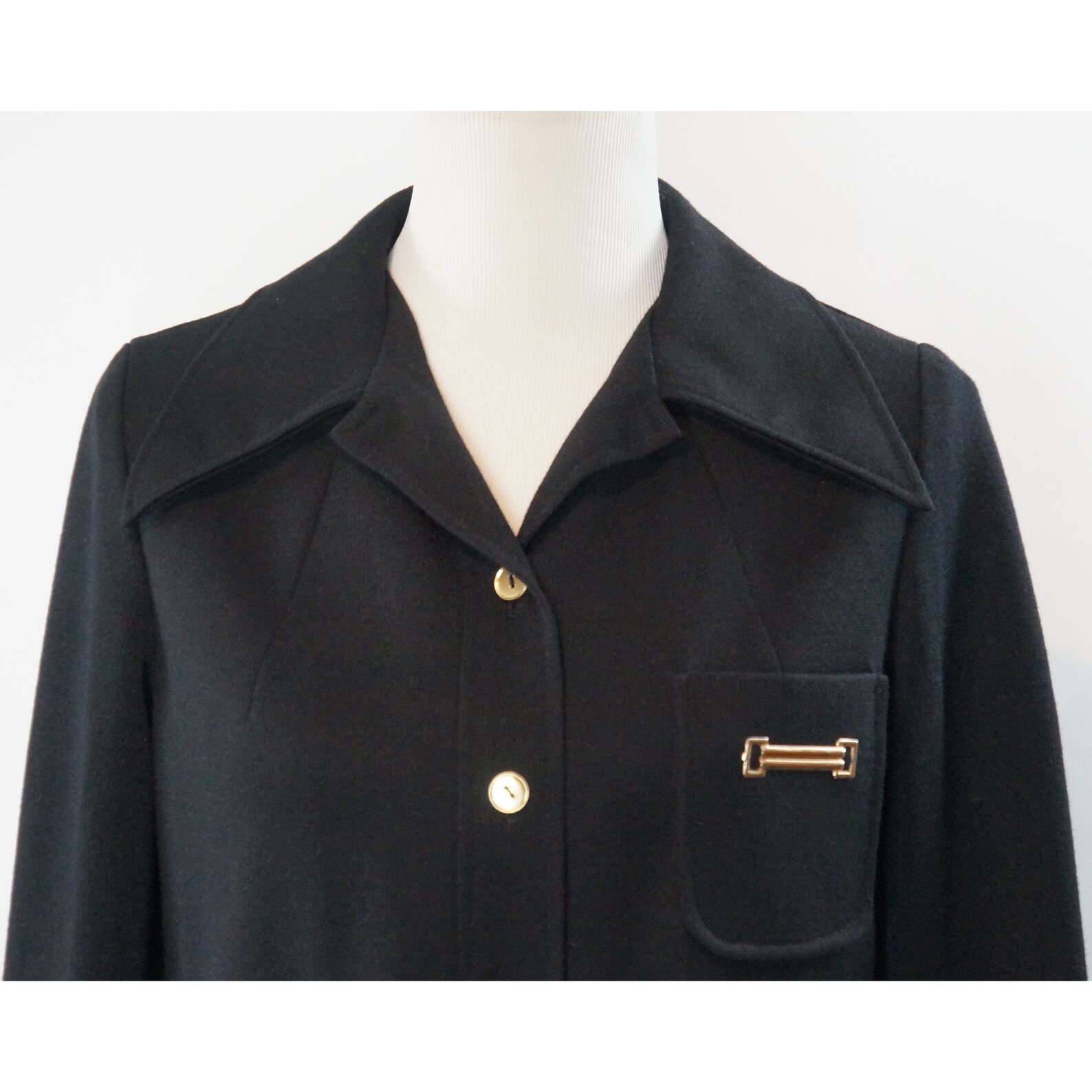 Vintage 70s Blazer Jacket Marty Gutmacher Black With Gold - Etsy