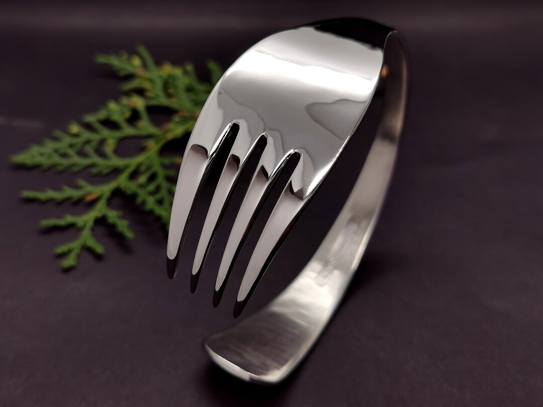 Chef Bracelet, Fork Bracelet, Silver Cuff Bracelet for Men, Chef ...