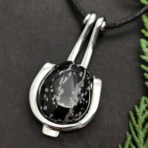 Snowflake Obsidian Pendant Protection Crystal Necklace - Etsy