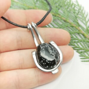 Snowflake Obsidian Pendant Protection Crystal Necklace - Etsy