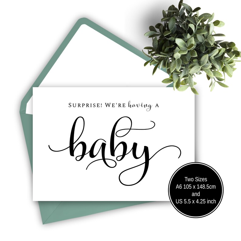 Printable Pregnancy Announcement Card Surprise Were Etsy