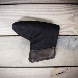 Waxed Cotton Duck and Leather Putter Cover- Black, Handcrafted, Golf ...