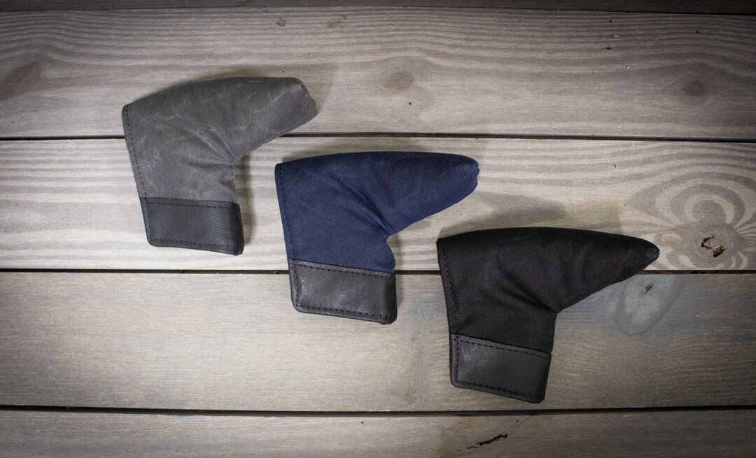 Waxed Cotton Duck and Leather Putter Cover- Black, Handcrafted, Golf ...