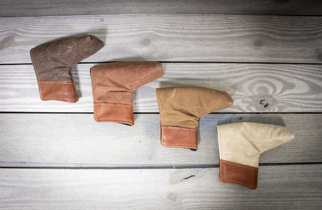 Waxed Cotton Duck and Leather Putter Cover- Black, Handcrafted, Golf ...