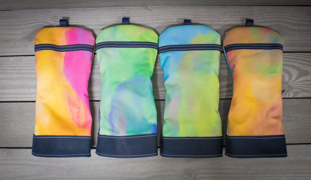 Tie Dye Driver Cover, Golf Head Cover, Leather and Canvas, USA Golf ...