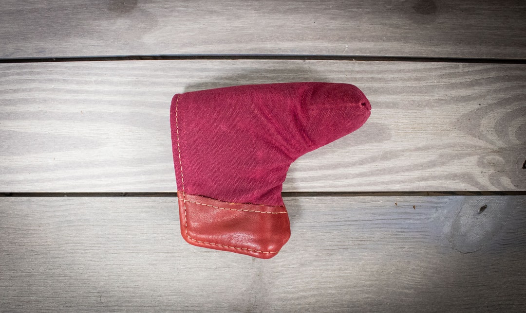 Burgundy Waxed Cotton Duck and Burgundy Leather Putter Cover ...