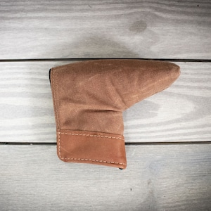 Waxed Cotton Duck and Leather Putter Cover- Black, Handcrafted, Golf ...