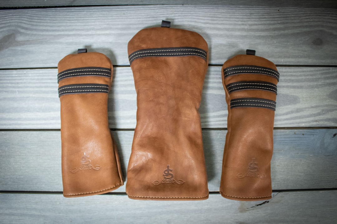 Traditional Style Leather Wood Cover Set of Three-driver Cover, Fairway ...