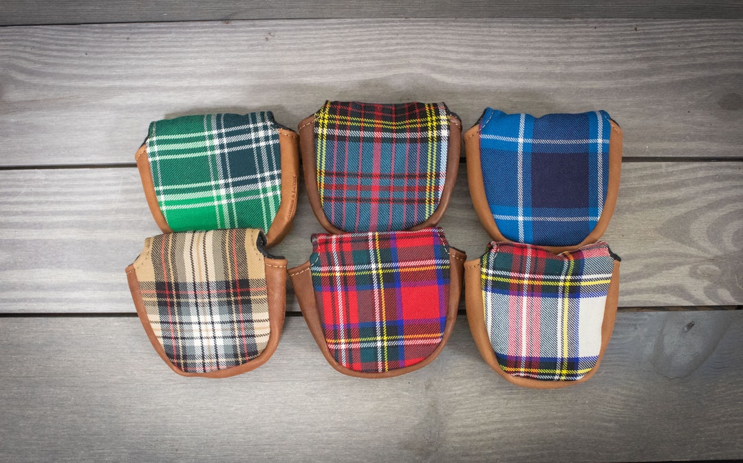 Tartan and Leather Mallet Putter Covers, Putter, Golf Club Cover ...