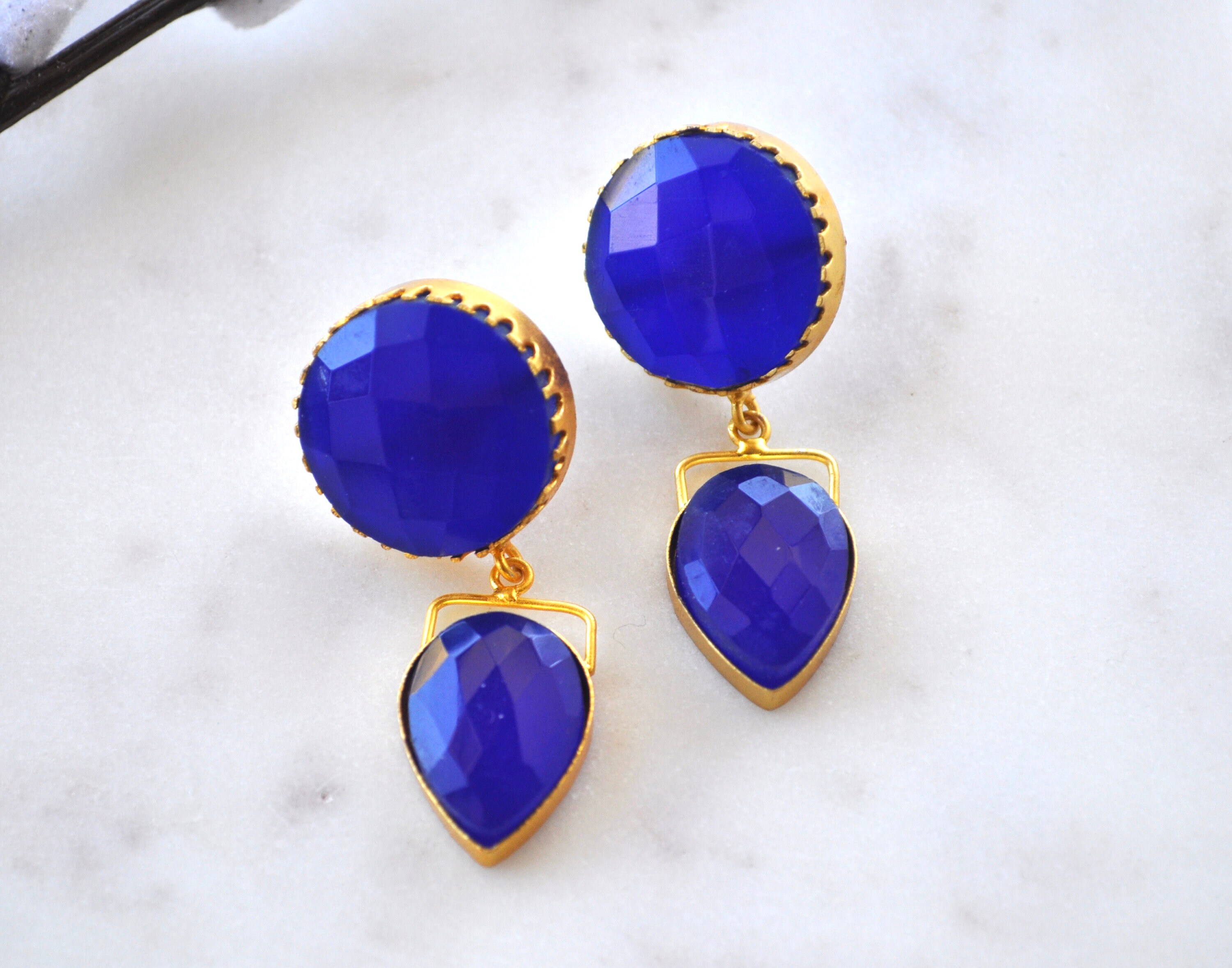 Pendientes azules colgantes Pendientes azules para mujer - Etsy España