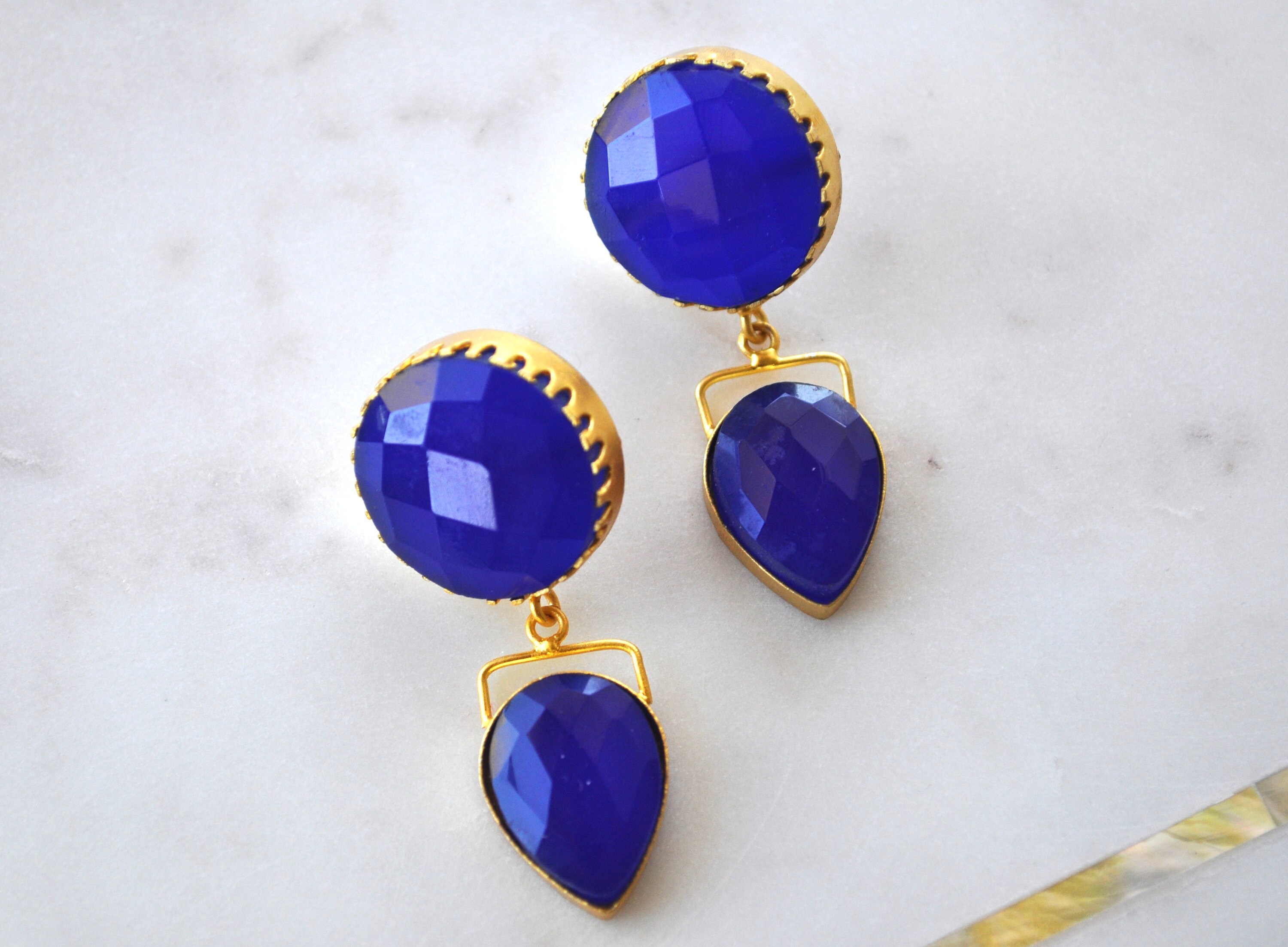 Pendientes azules colgantes Pendientes azules para mujer - Etsy España