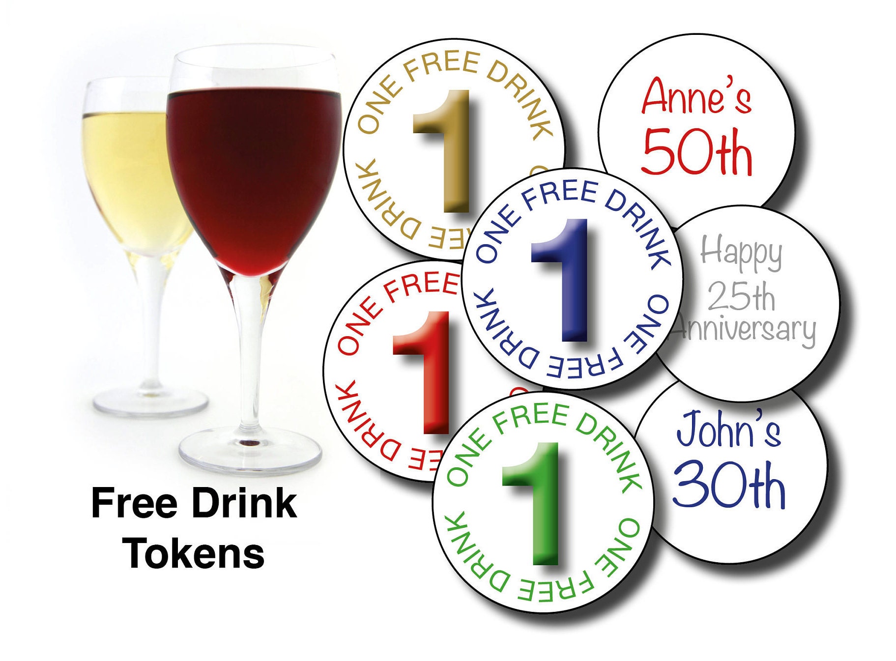 Personalised Drinks Tokens - Pack of 50, Token for Drink at the Bar ...