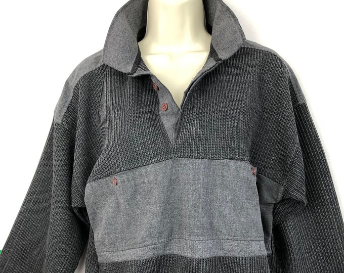Vintage 80s Huckapoo Huck A Poo Grey Gray Pullover Reverse Weave Sz ...