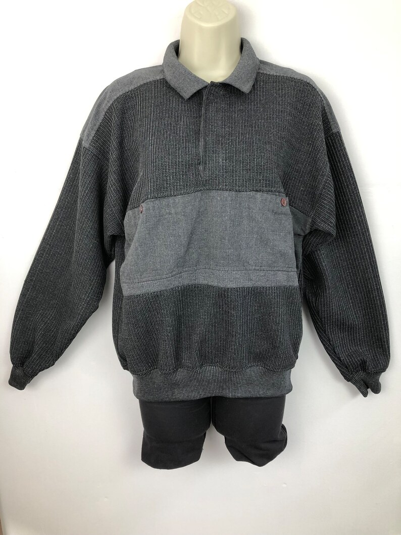 Vintage 80s Huckapoo Huck A Poo Grey Gray Pullover Reverse Weave Sz ...