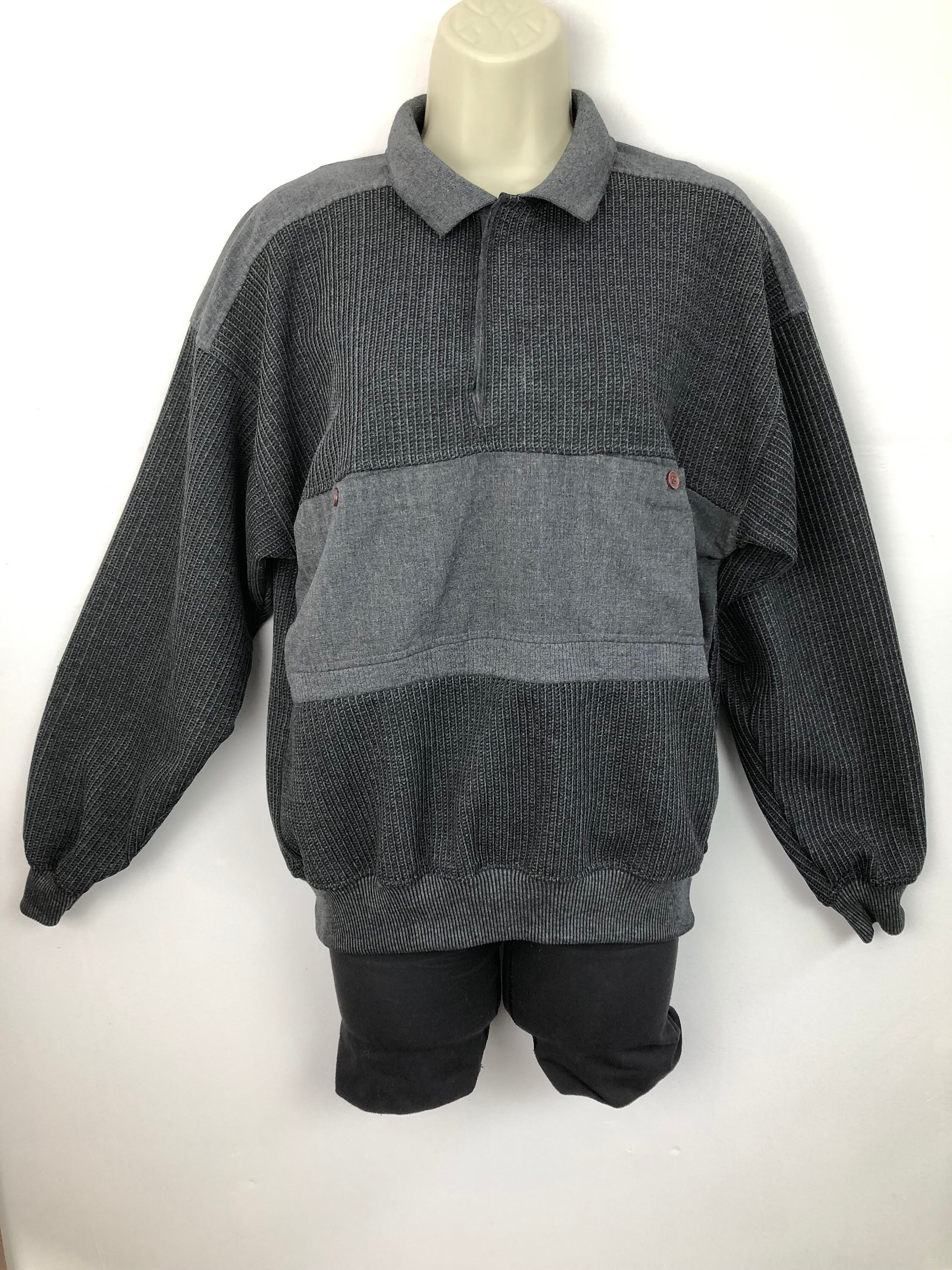 Vintage 80s Huckapoo Huck A Poo Grey Gray Pullover Reverse Weave Sz ...