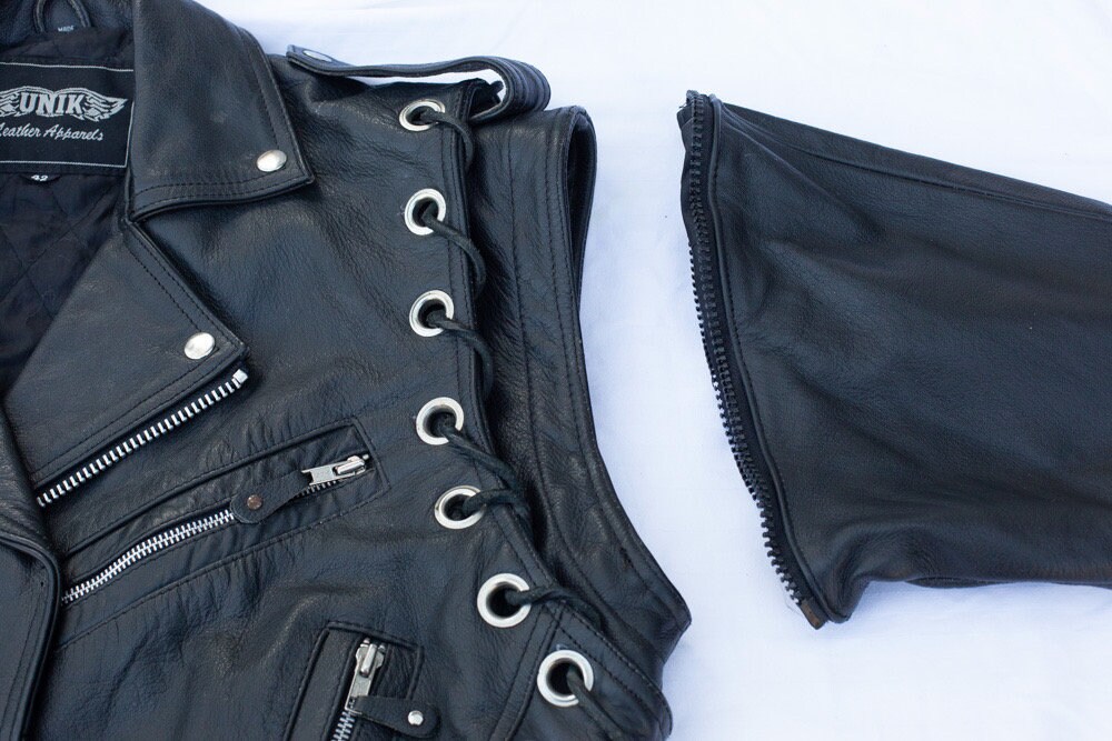 Rare Unusual Vintage Unik Leather Jacket Zip off Sleeves Size - Etsy
