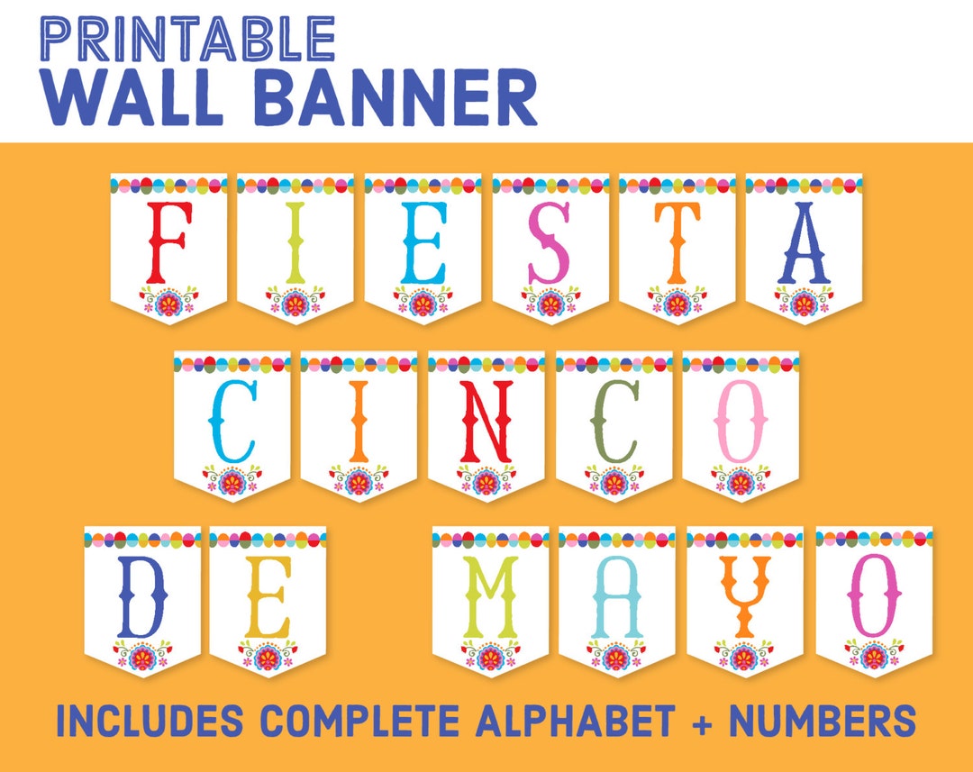 Instant Download Cinco De Mayo Party Banner - DIY Fiesta Pennant ...