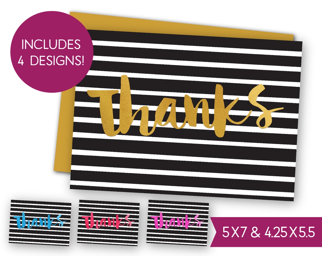 Printable Thank You Card Bundle - Instant Download Gratitude Greeting ...
