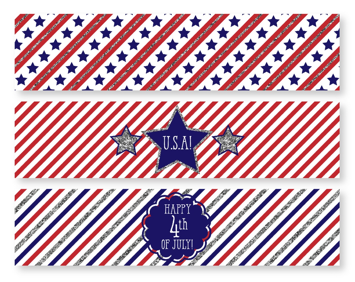 Fourth of July Water Bottle Labels Patriotic July 4th Party Supplies ...