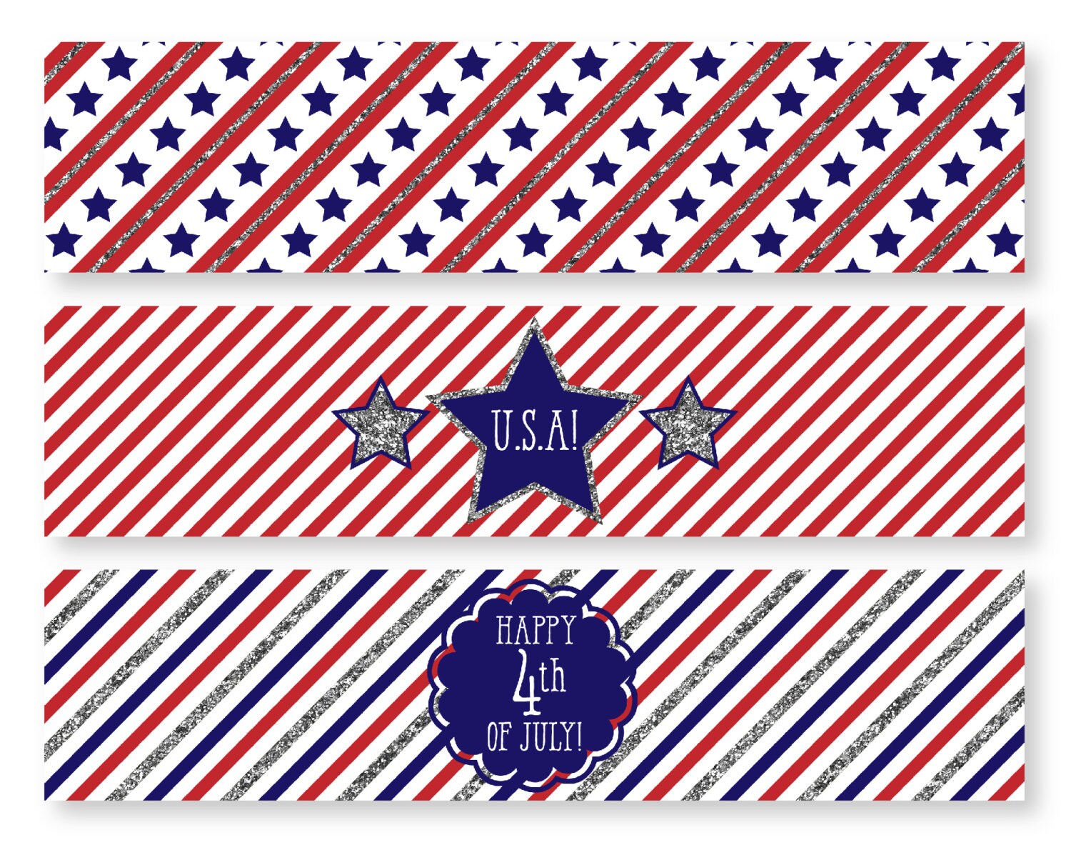 Fourth of July Water Bottle Labels Patriotic July 4th Party Supplies ...