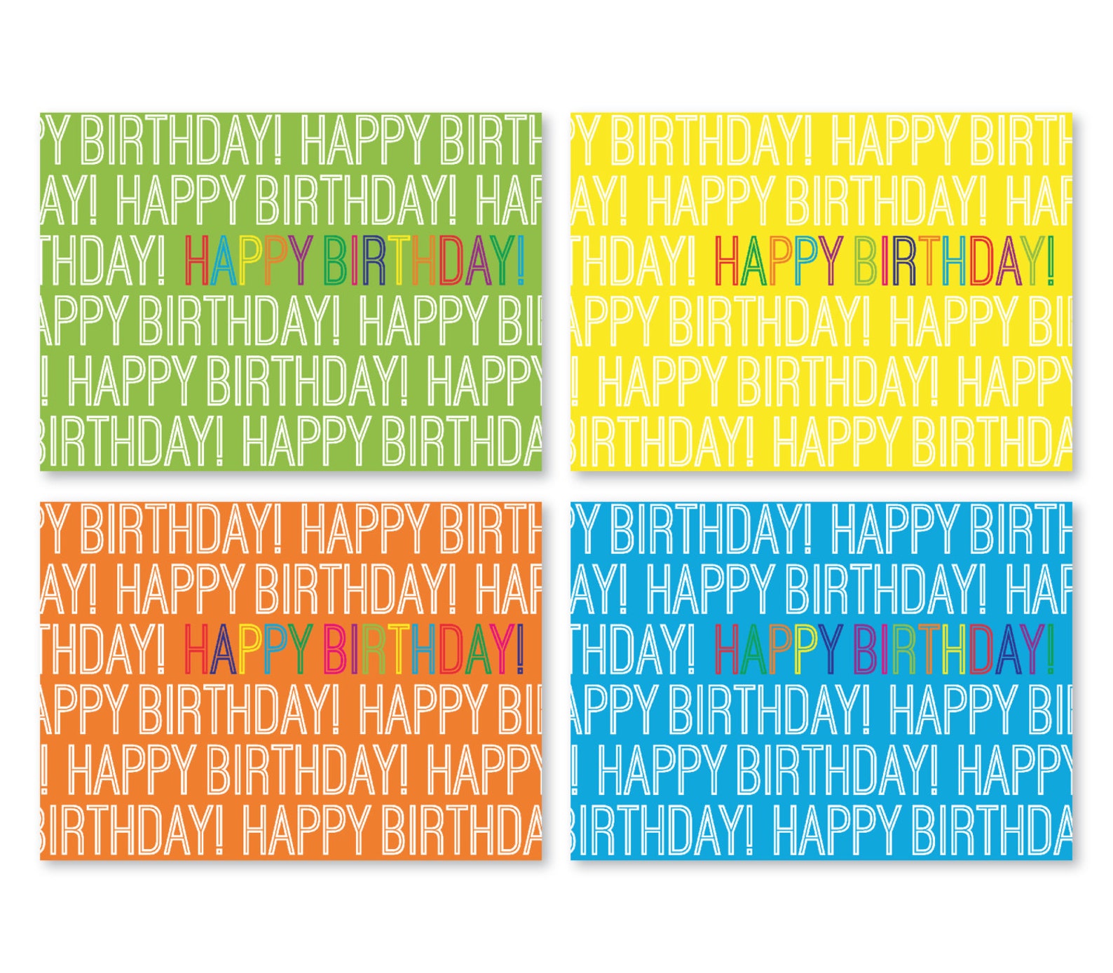 Happy Birthday Printable Card Bundle - Instant Download B-day Greeting ...