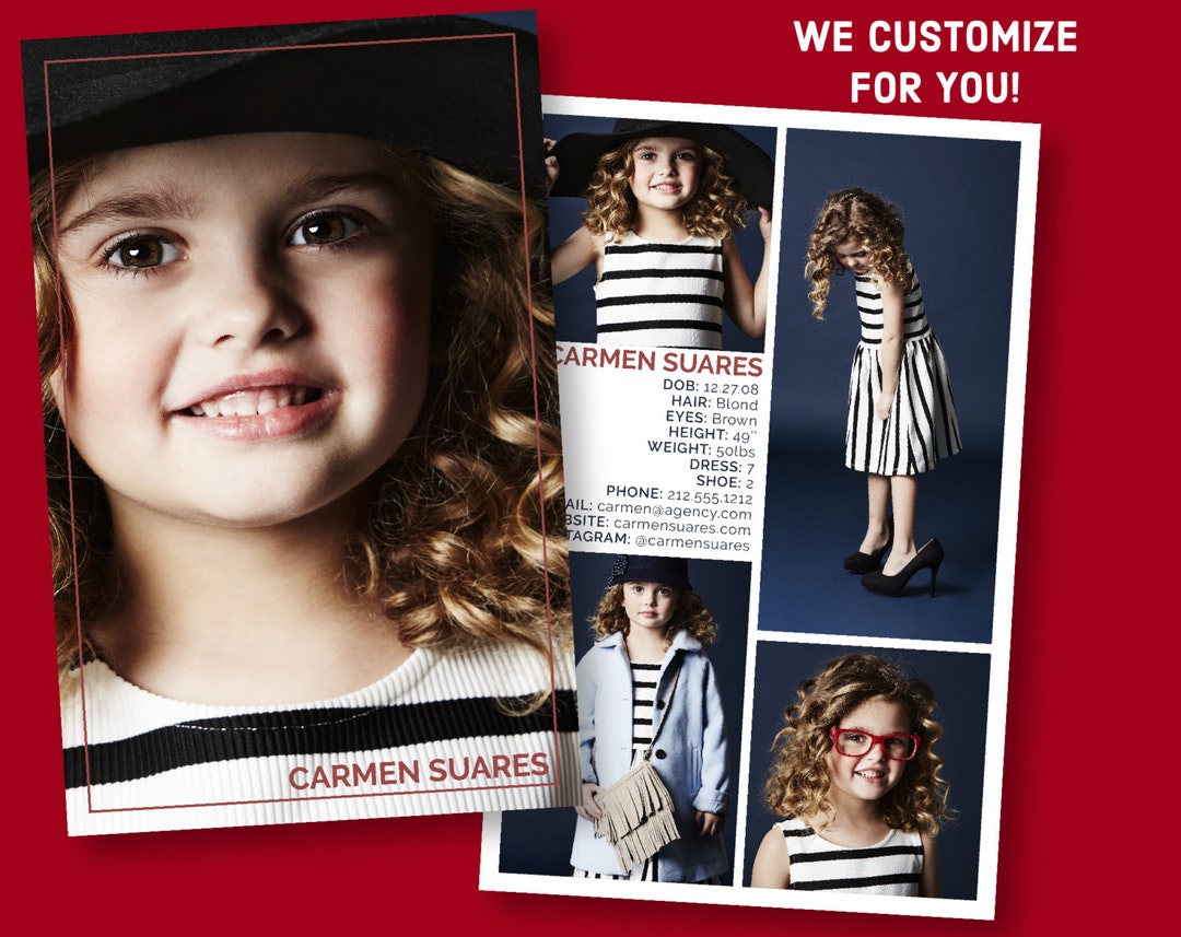 Custom Model Comp Card - Customizable Childrens Sed Card - Customized ...