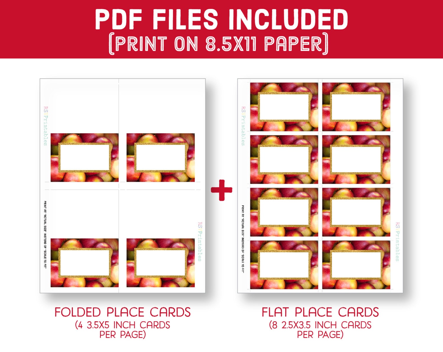 Instant Download Printable Apple Place Cards - DIY Autumn Fall Name ...