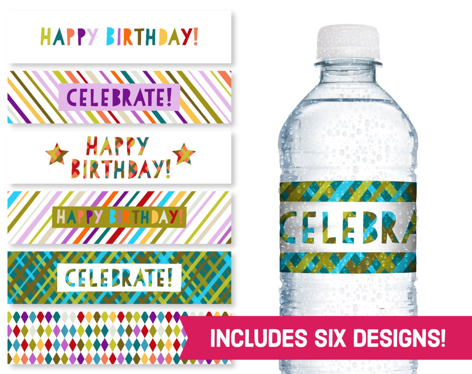 Happy Birthday Water Bottle Labels Celebrate Birthday Party - Etsy