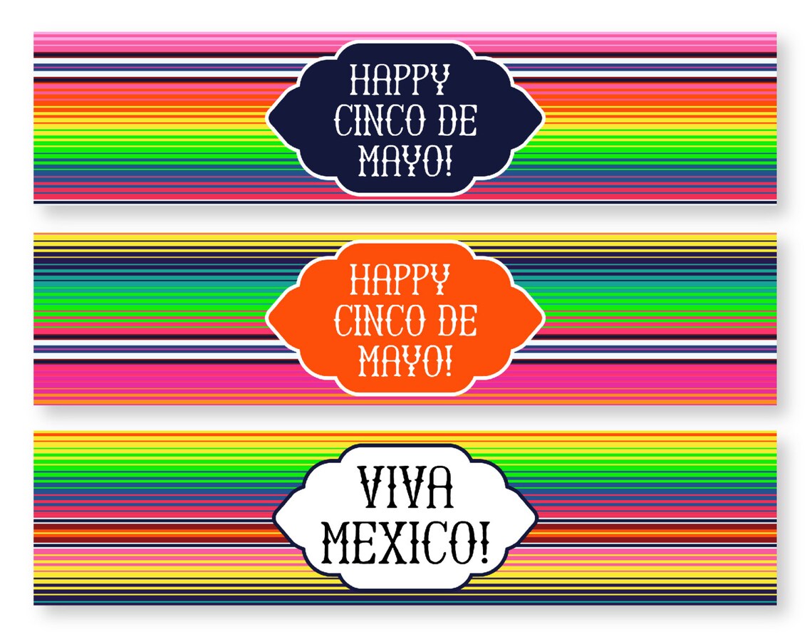 Cinco De Mayo Water Bottle Labels - Happy Cinco De Mayo Party Supplies ...