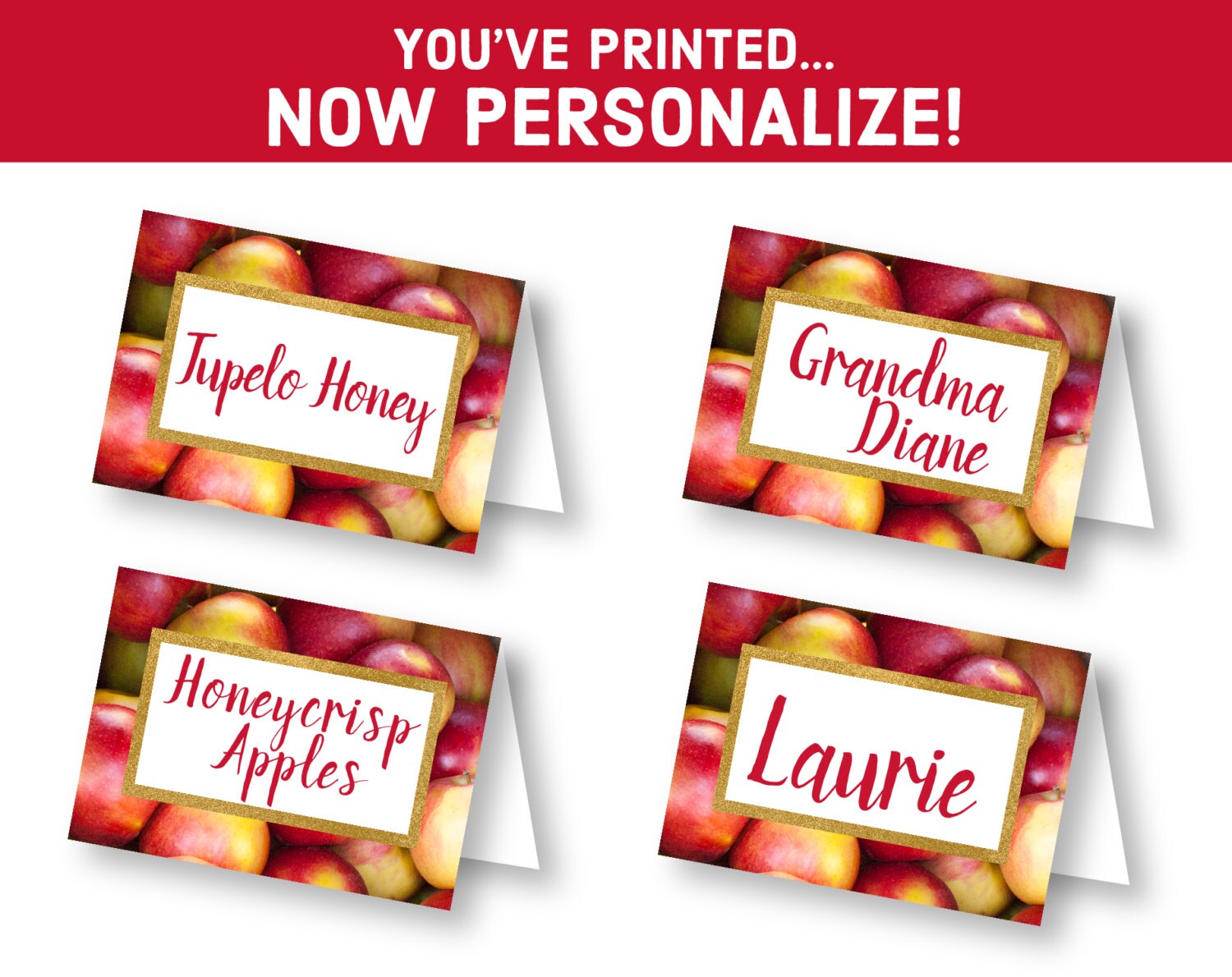 Instant Download Printable Apple Place Cards - DIY Autumn Fall Name ...