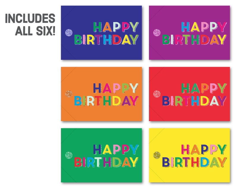 Feliz cumpleaños tarjeta imprimible Tag Bundle infantil B-day tarjetas ...