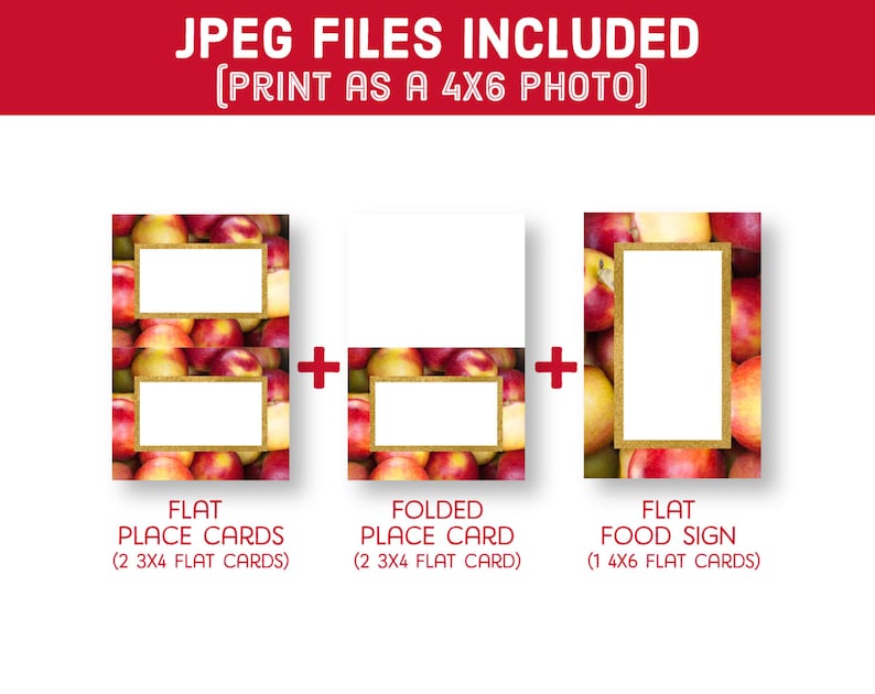 Instant Download Printable Apple Place Cards DIY Autumn Fall | Etsy