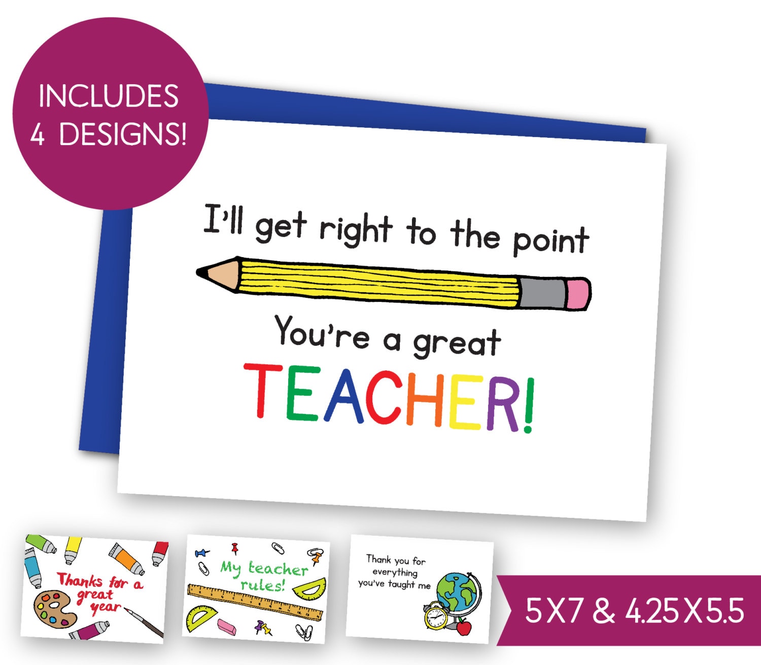 School Teacher Printable Card Bundle, Instant Download Teacher ...