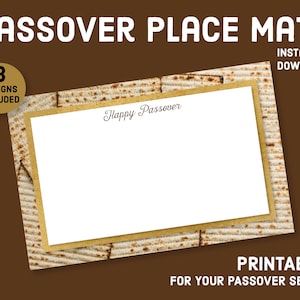PRINTABLE Digital Passover Pesach Place Mats - DIY Matzo Name Cards ...