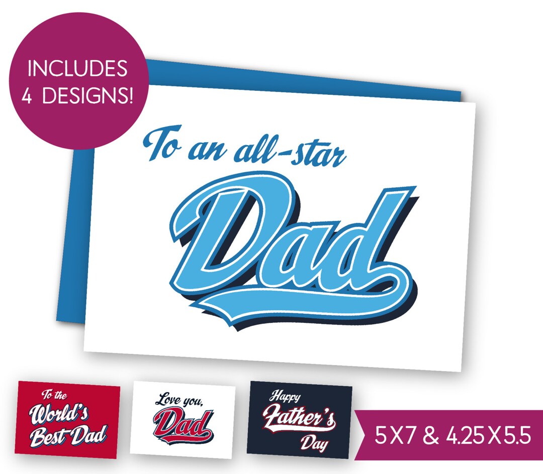 Happy Father's Day Sports Printable Card Bundle, Instant Download ...