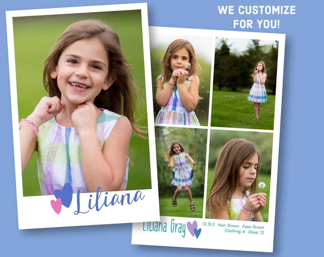 Custom Model Comp Card - Customizable Childrens Sed Card - Customized ...