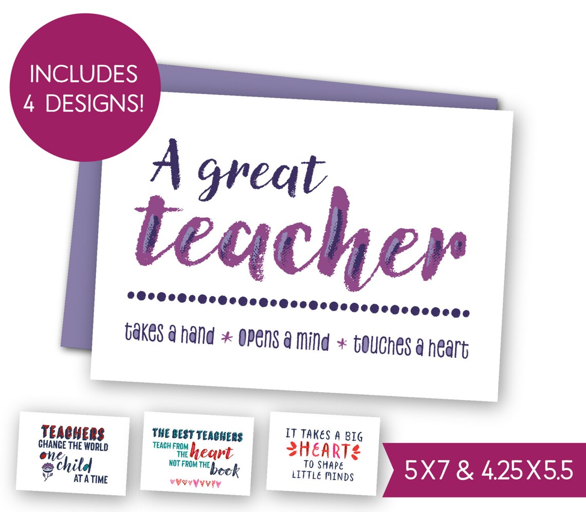 School Teacher Quotes Printable Card Bundle, Teacher Appreciation Day ...