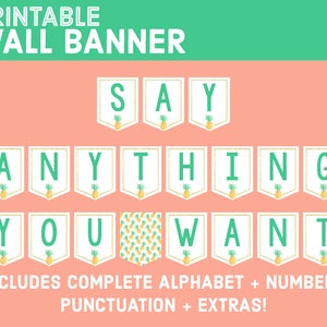 Instant Download Hawaiian Pineapple Luau Party Banner - DIY Hawaii ...