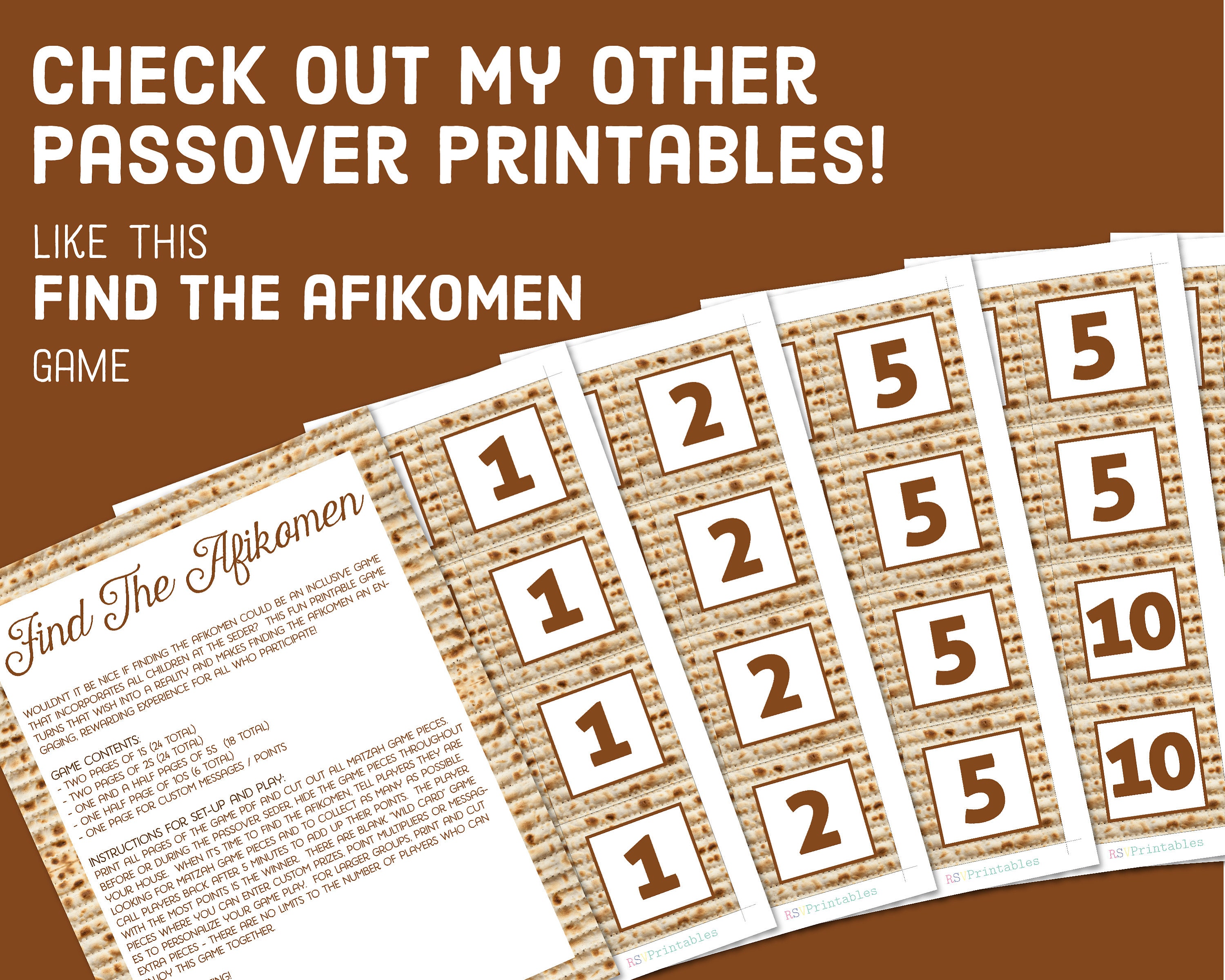 PRINTABLE Digital Passover Pesach Place Mats DIY Matzo Name Cards ...