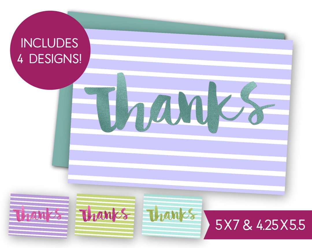 Printable Thank You Card Bundle - Instant Download Gratitude Card ...