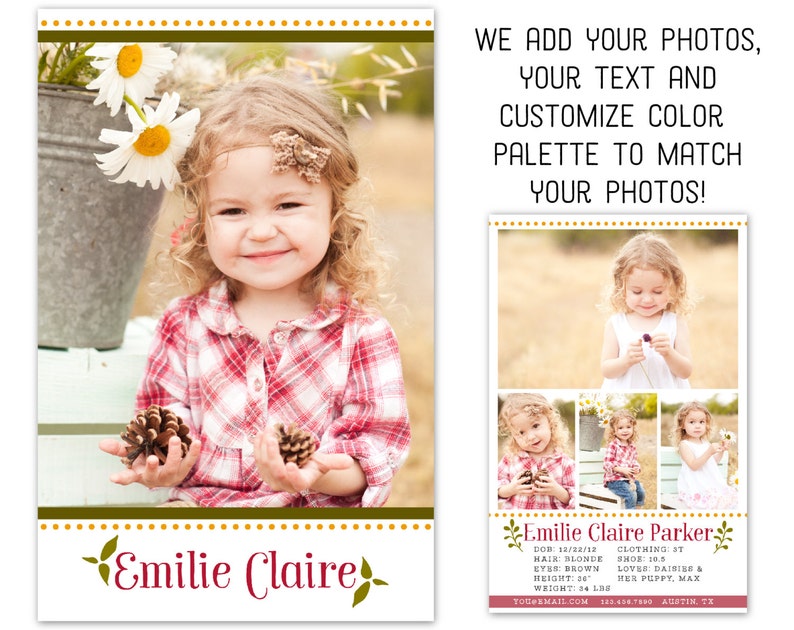 Custom Model Comp Card Customizable Children's Sed Card | Etsy