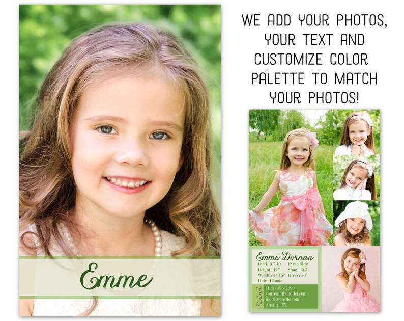 Custom Model Comp Card Customizable Children's Sed Card Custom Kids Zed ...