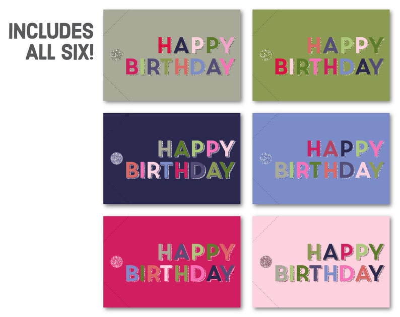 Happy Birthday Card Printable Gift Tag Bundle - Happy B-day Greeting ...